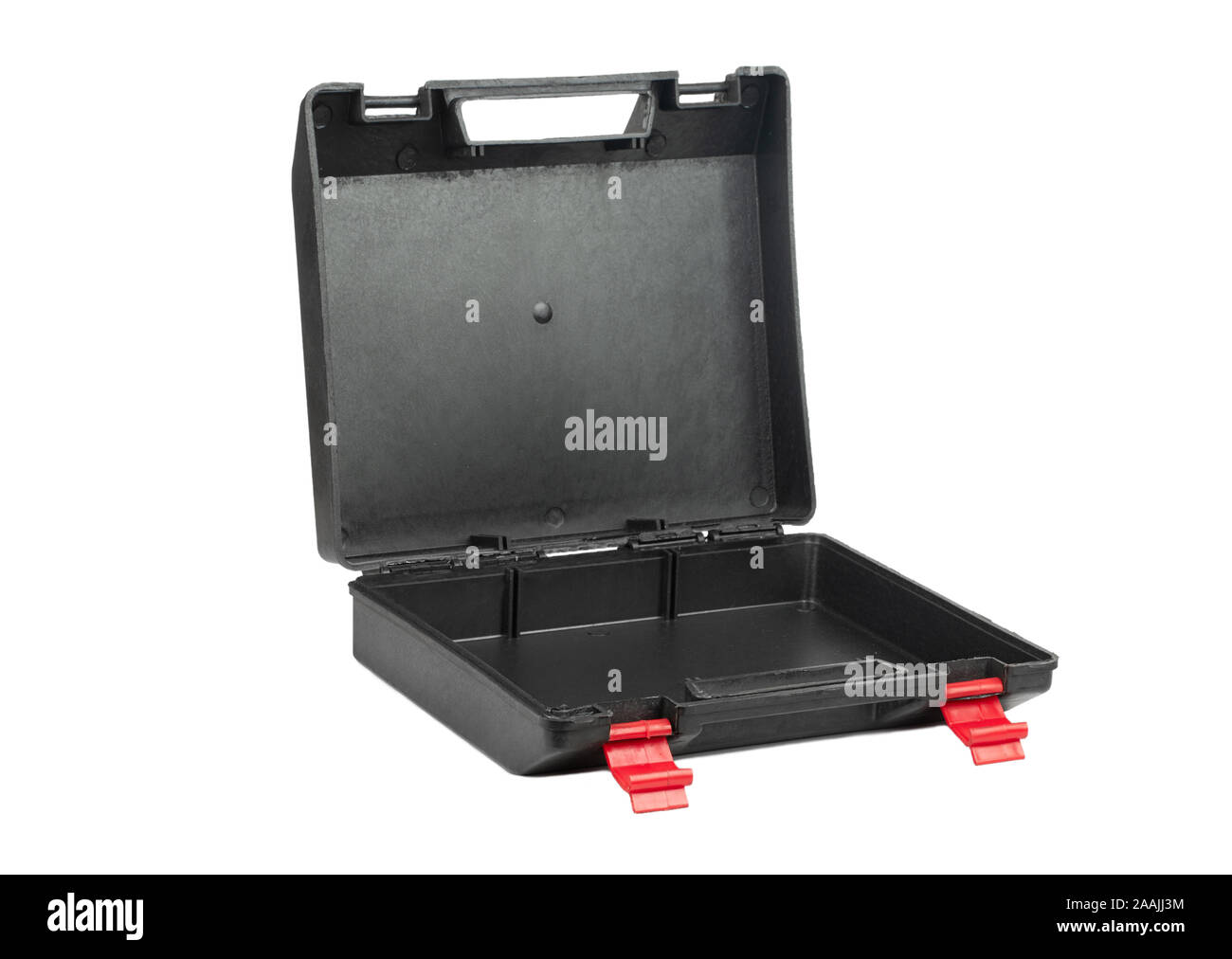 Open empty black plastic tool box isolated on white background Stock ...
