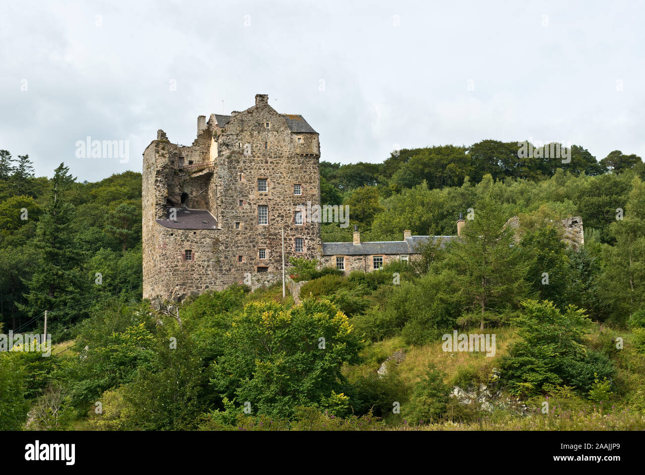 Neidpath Castle. Tower house located high on spur overlooking ...