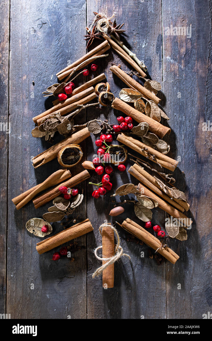 Christmas tree made of spices delicious food Stock Photo - Alamy