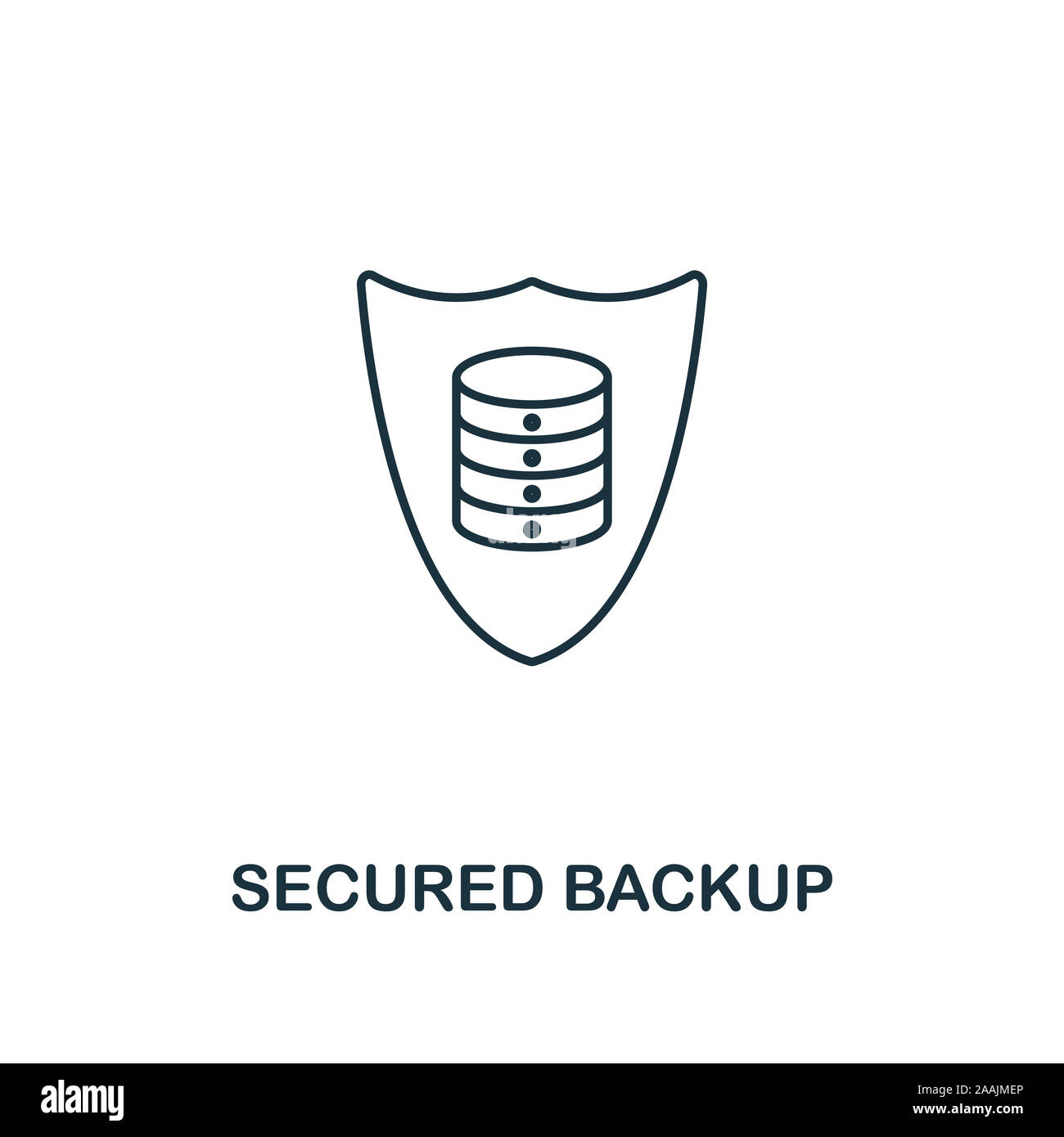 Secured Backup outline icon. Thin line style from big data icons collection. Pixel perfect ...