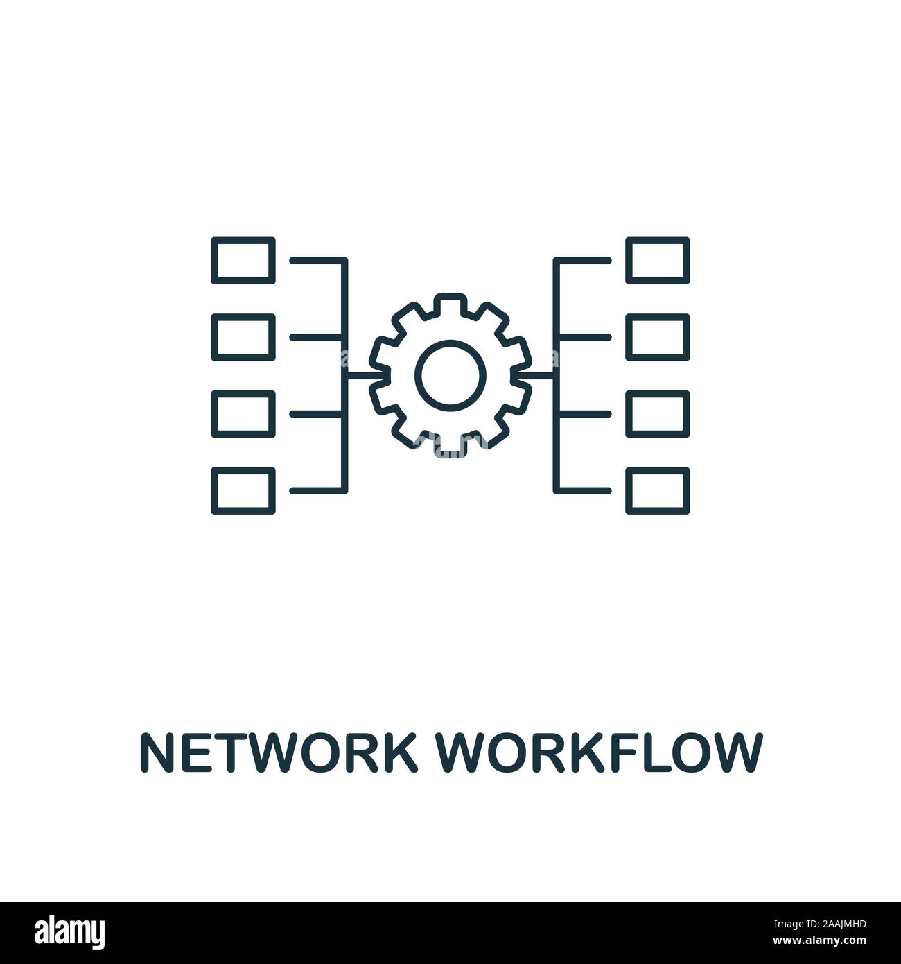 Network Workflow Outline Icon Thin Line Style From Big Data Icons Collection Pixel Perfect