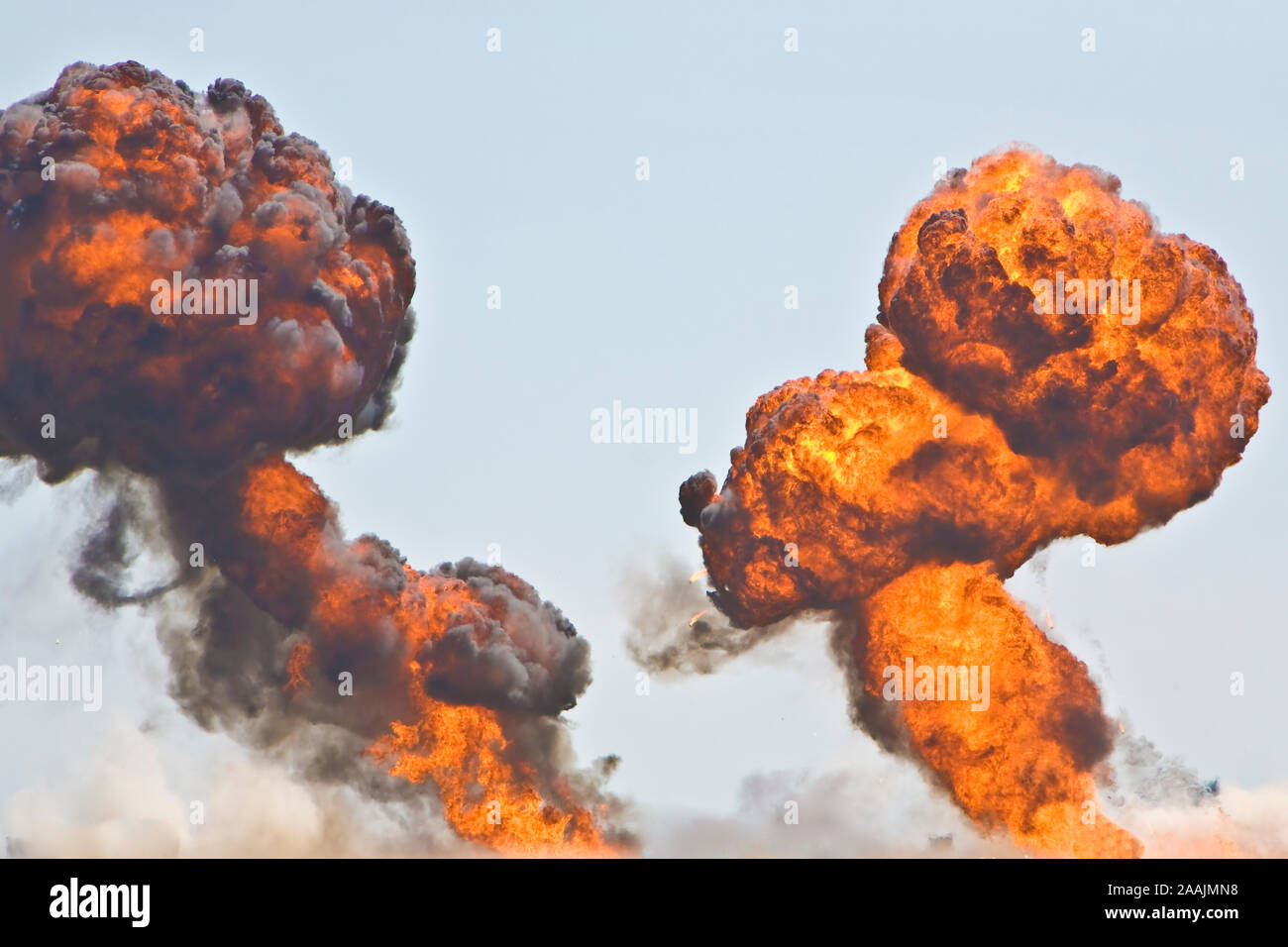Fireballs from exploding bomb simulations Stock Photo - Alamy