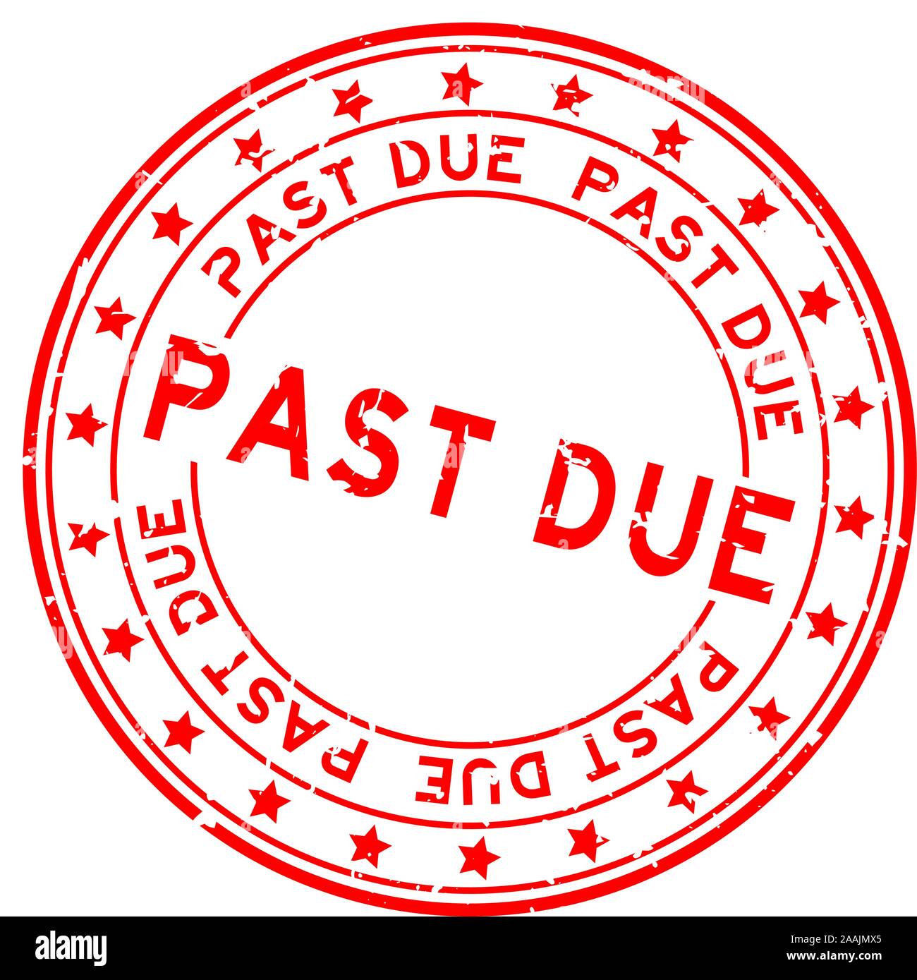 Grunge red past due word round rubber seal stamp on white background ...