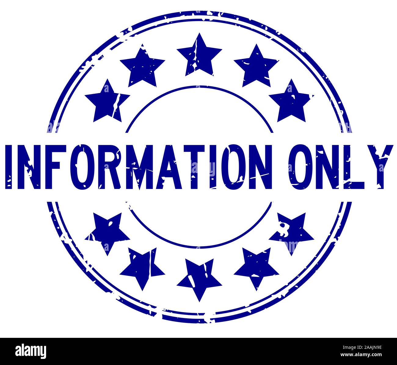Grunge blue information only word with star icon round rubber seal ...