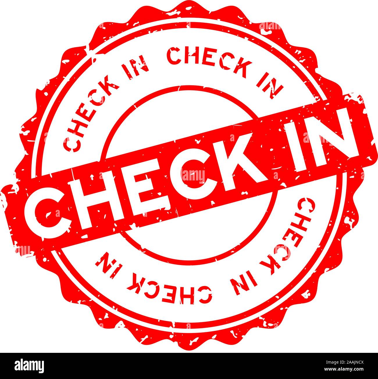 Grunge red check in word round rubber seal stamp on white background ...