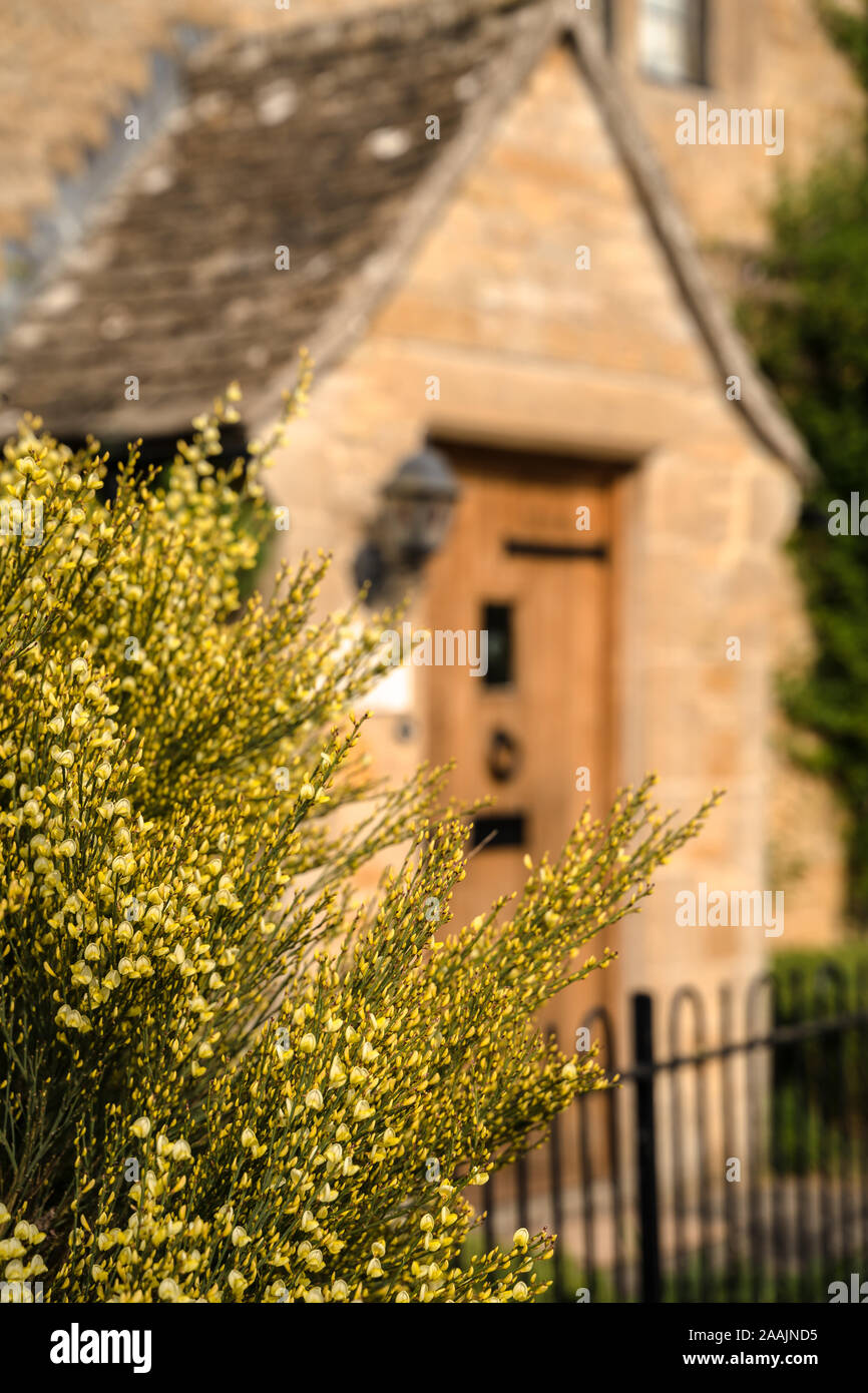 Cute traditional limestone stone houses in rural Britain, England ...