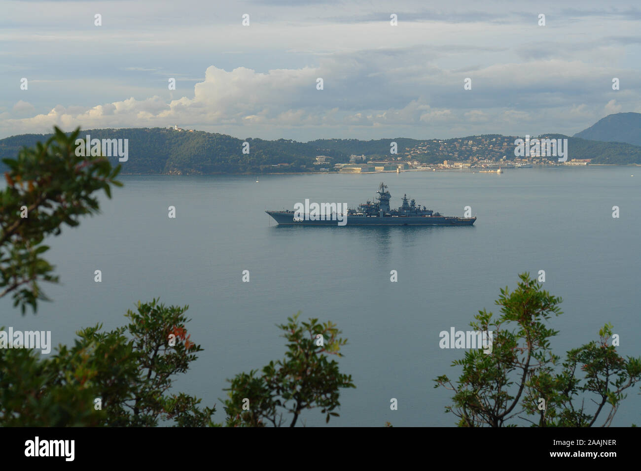 Russian nuclear cruiser Piotr Velikiy in stoppover inToulon harbour Var ...