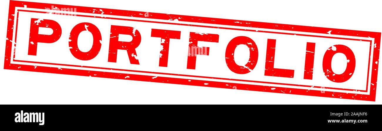 Grunge red portfolio word square rubber seal stamp on white background ...