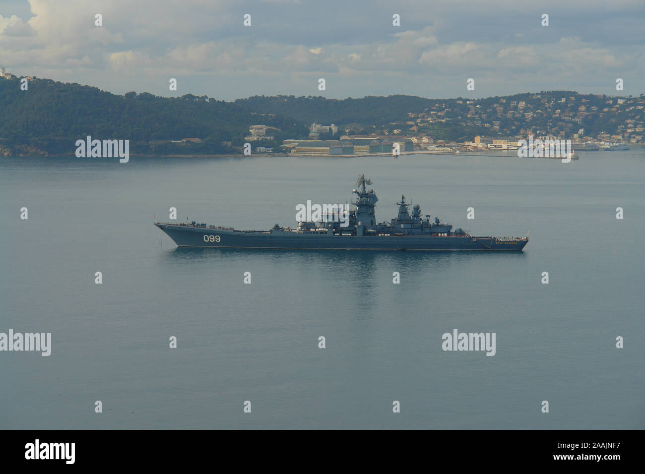 Russian nuclear cruiser Piotr Velikiy in stoppover inToulon harbour Var ...