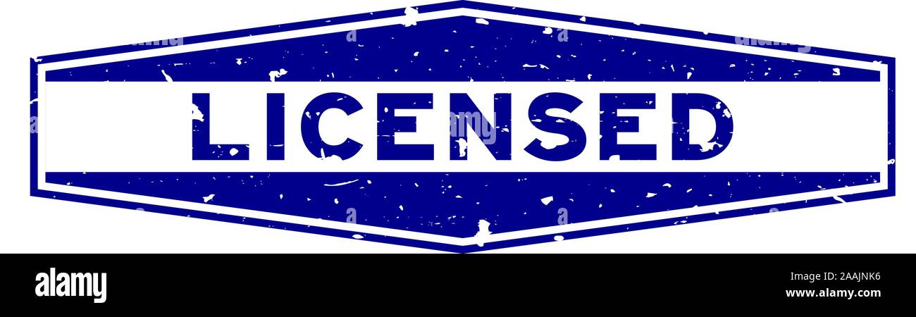 Grunge blue licensed word hexagon rubber seal stamp on white background Stock Vector Image & Art ...