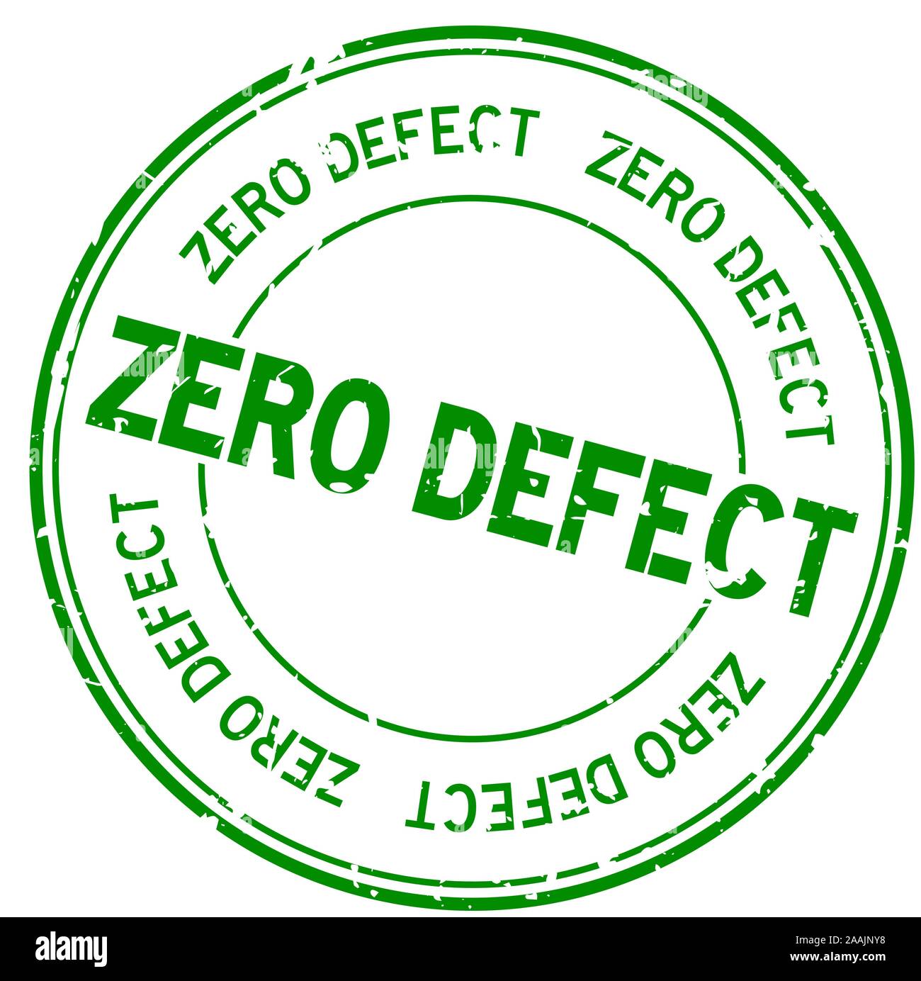 Grunge green zero defect word round rubber seal stamp on white ...