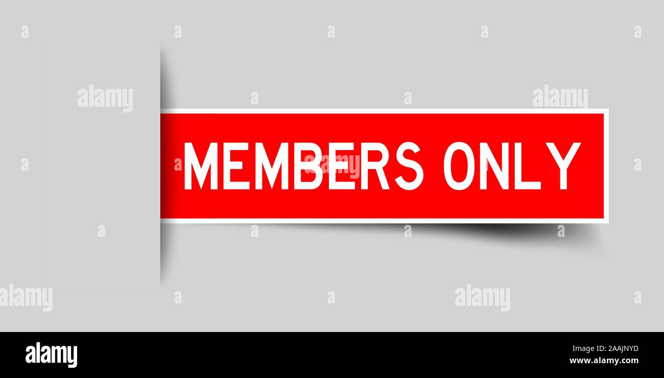 Label sticker red color in word members only that inserted in gray ...