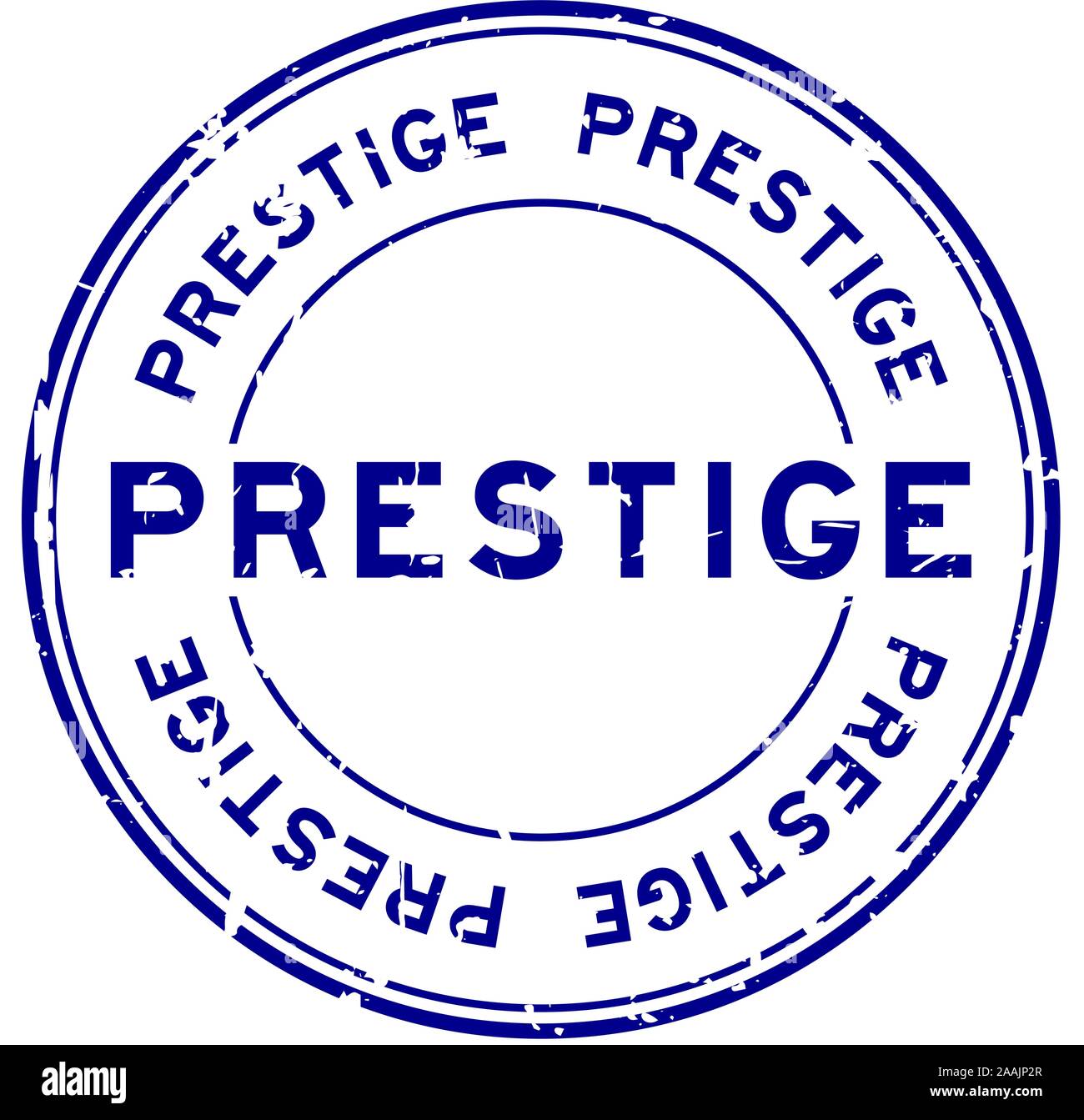 Grunge blue prestige word round rubber seal stamp on white background ...