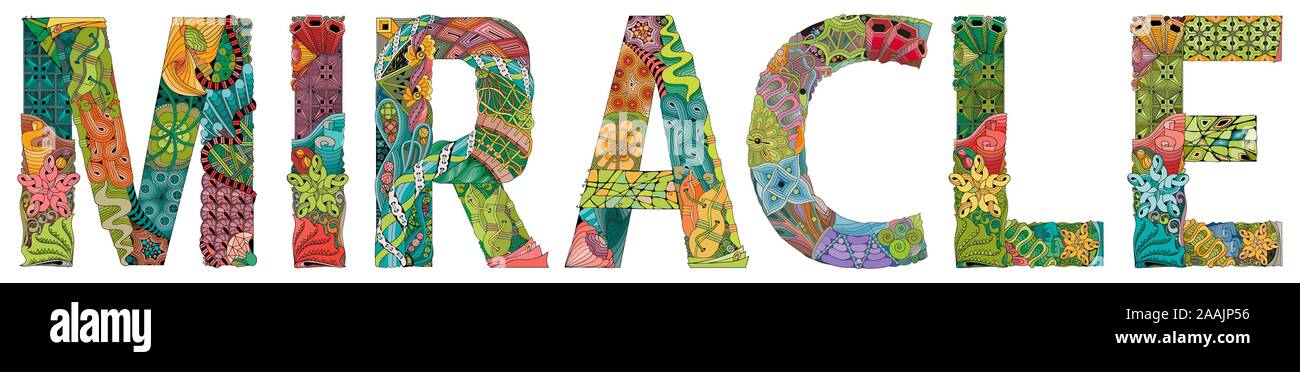 Word Miracle. Vector zentangle object for decoration Stock Vector Image ...