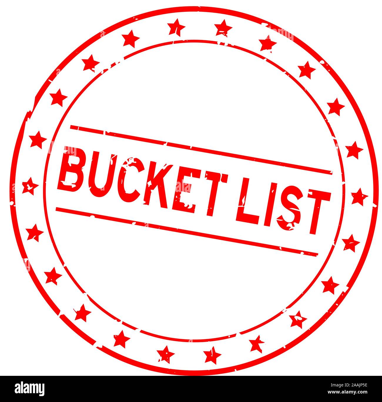 Grunge red bucket list word round rubber seal stamp on white background ...