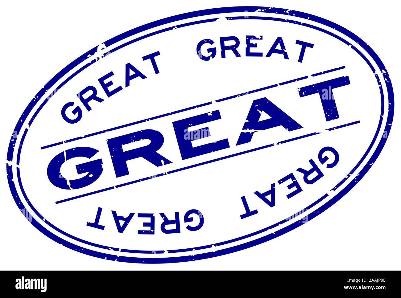 Grunge blue great word oval rubber seal stamp on white background Stock ...