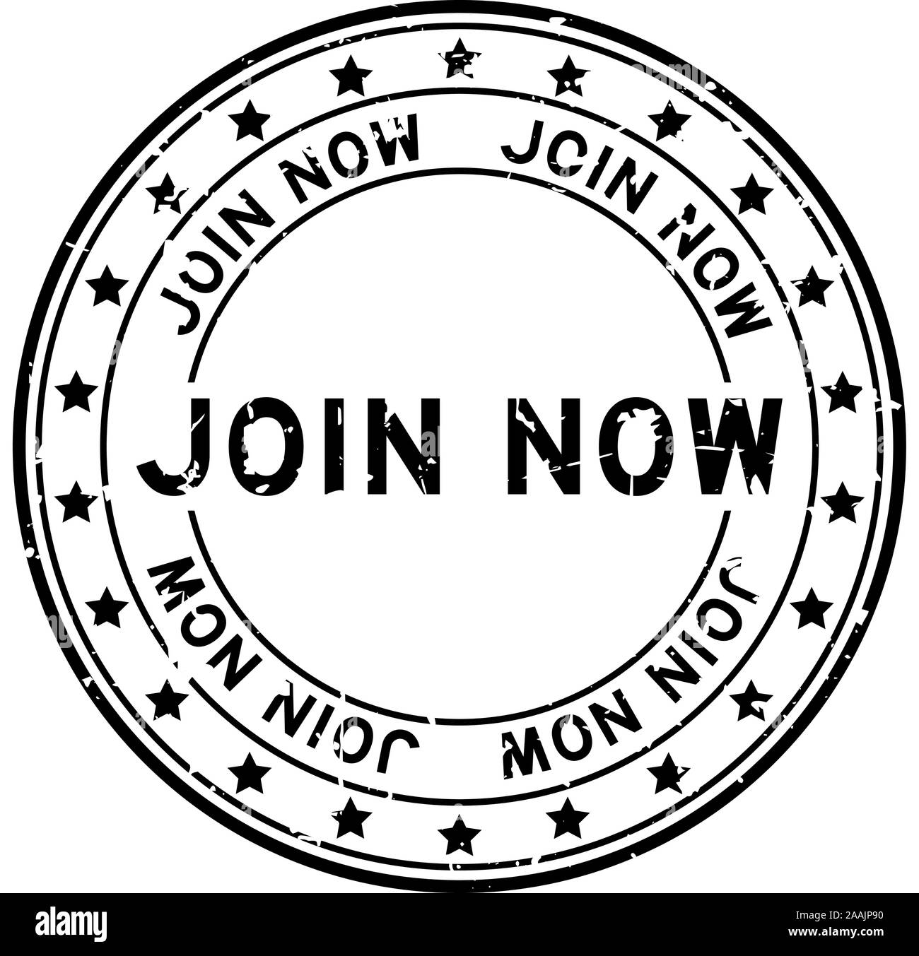 Grunge black join now word squre rubber seal stamp on white background ...