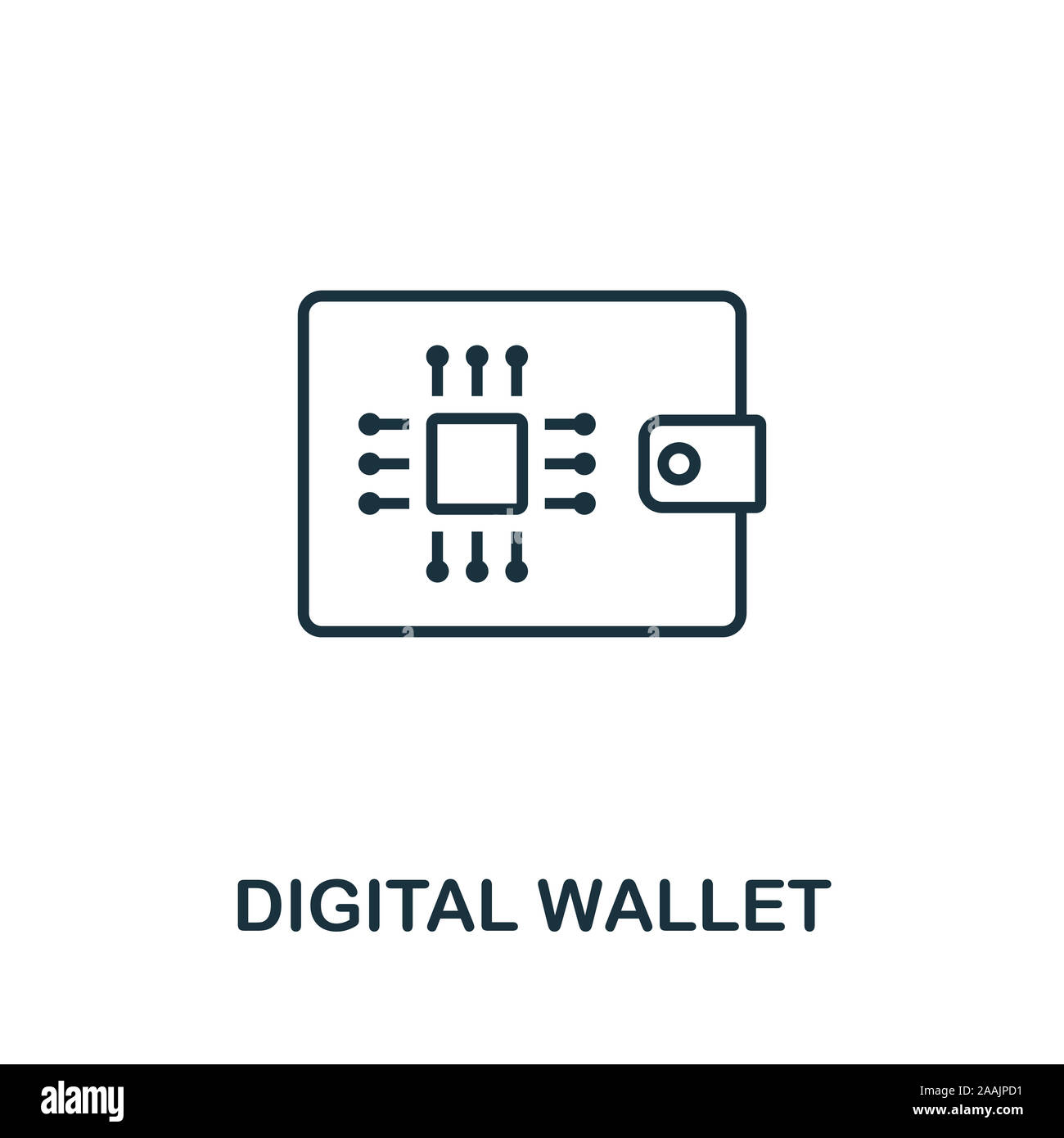 Digital Wallet outline icon. Thin line concept element from fintech ...
