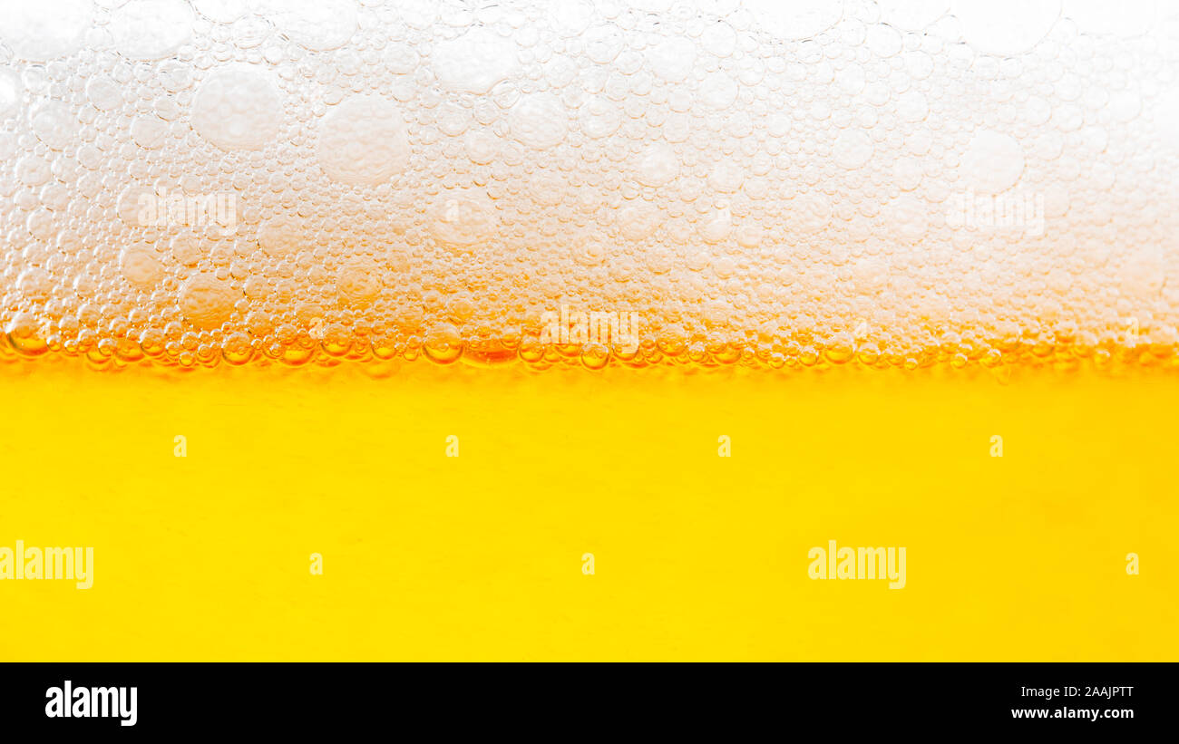 Light Beer with Bubbles and Foam Background. Beer Bubbles Texture Close ...