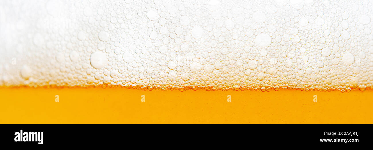 Light Beer with Bubbles and Foam Background. Beer Bubbles Texture Close ...