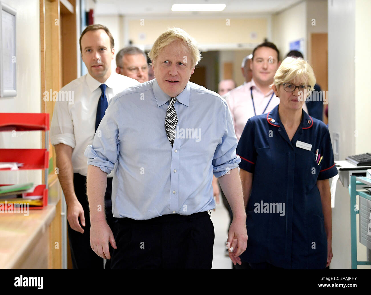 Prime Minister Boris Johnson (centre) with Health Secretary Matt ...