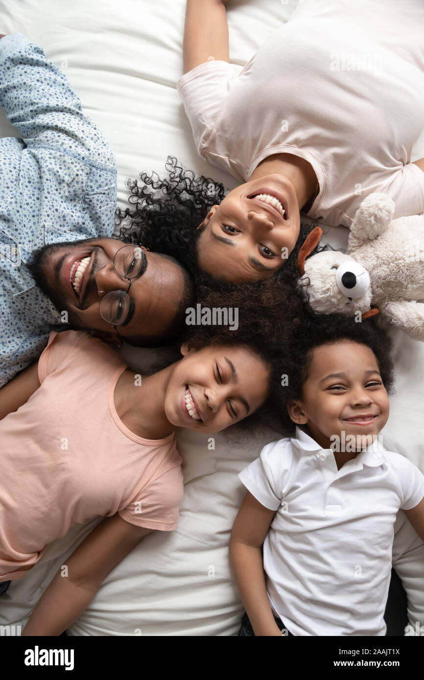 Vertical top view portrait of happy african family with kids Stock ...
