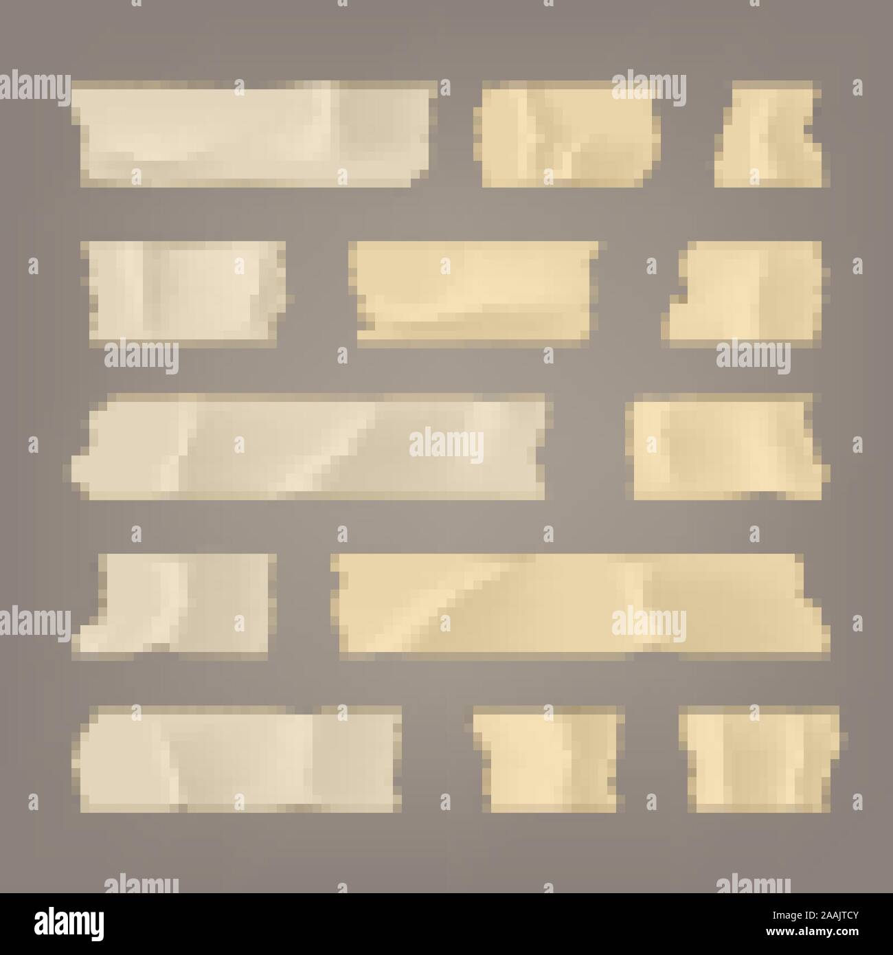 Realistic adhesive tape set. Sticky scotch, duct paper strips on brown ...