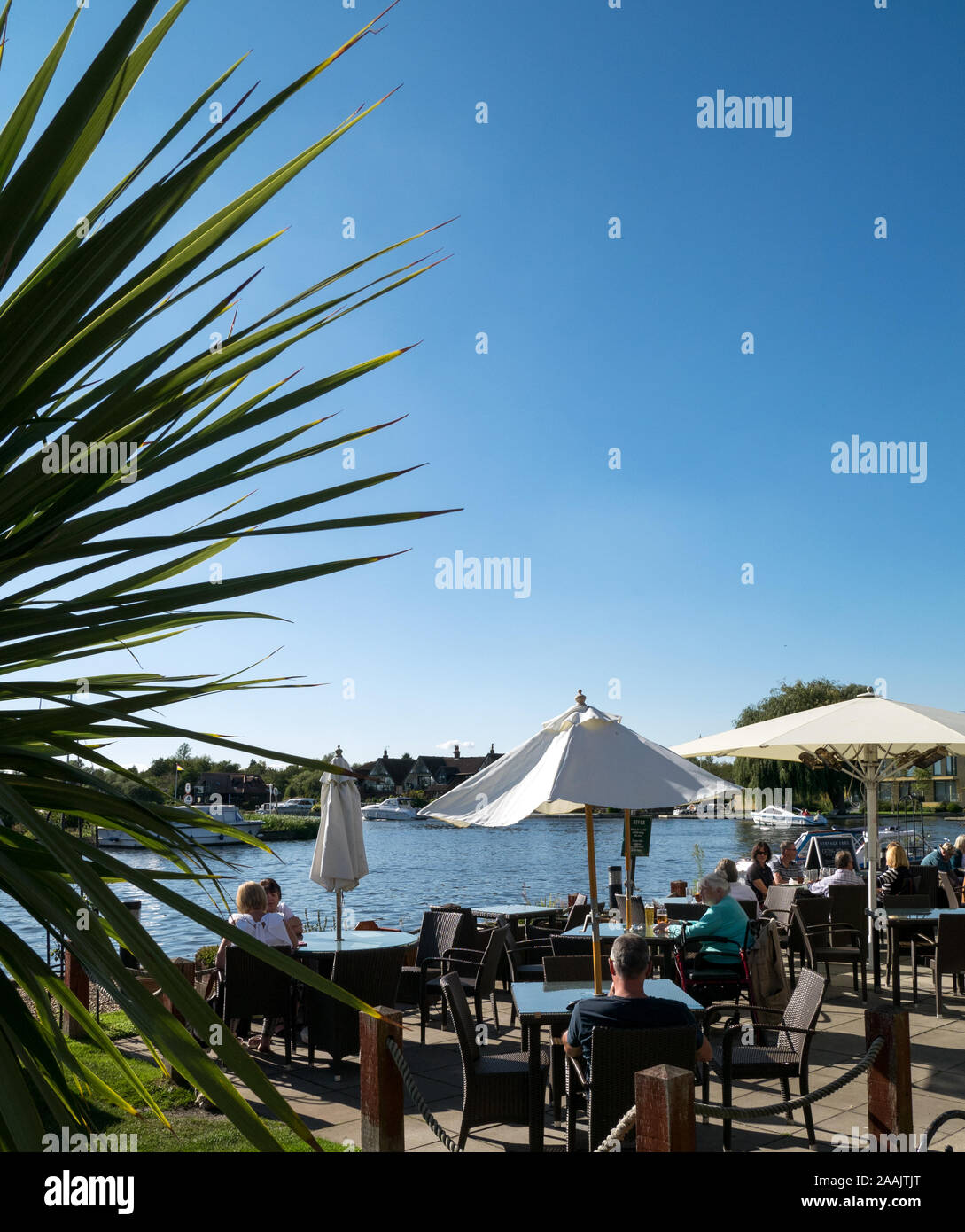 Riverside Pub scene, alongside The Norfolk Broads National Park, at ...