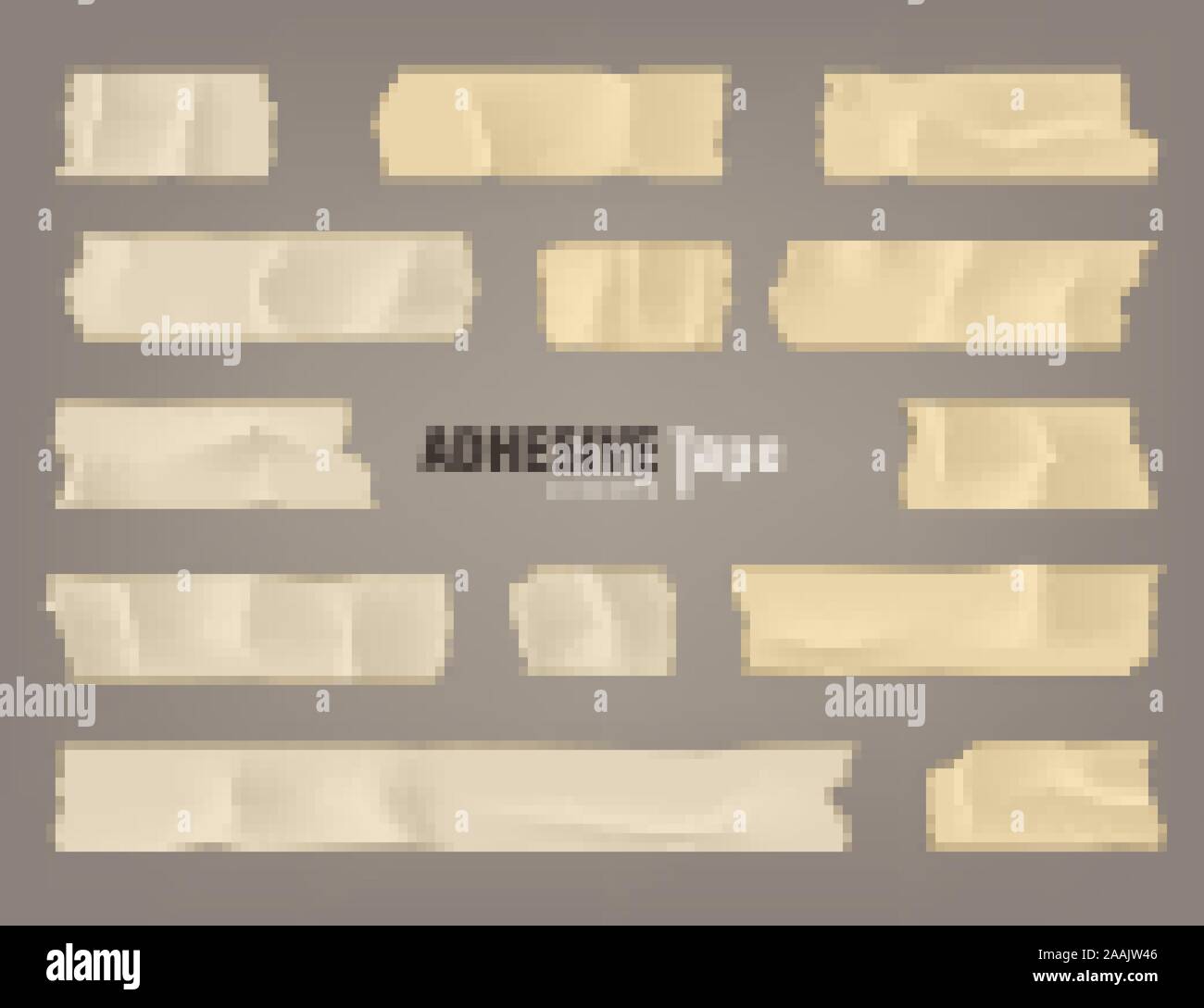 Realistic adhesive tape set. Sticky scotch, duct paper strips on brown ...