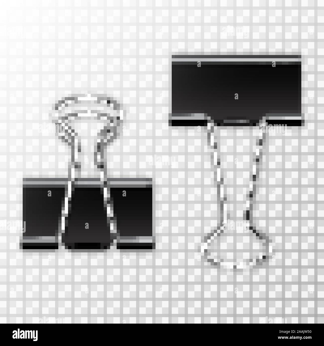Black realistic paper binder isolated on checkered background. Paper ...