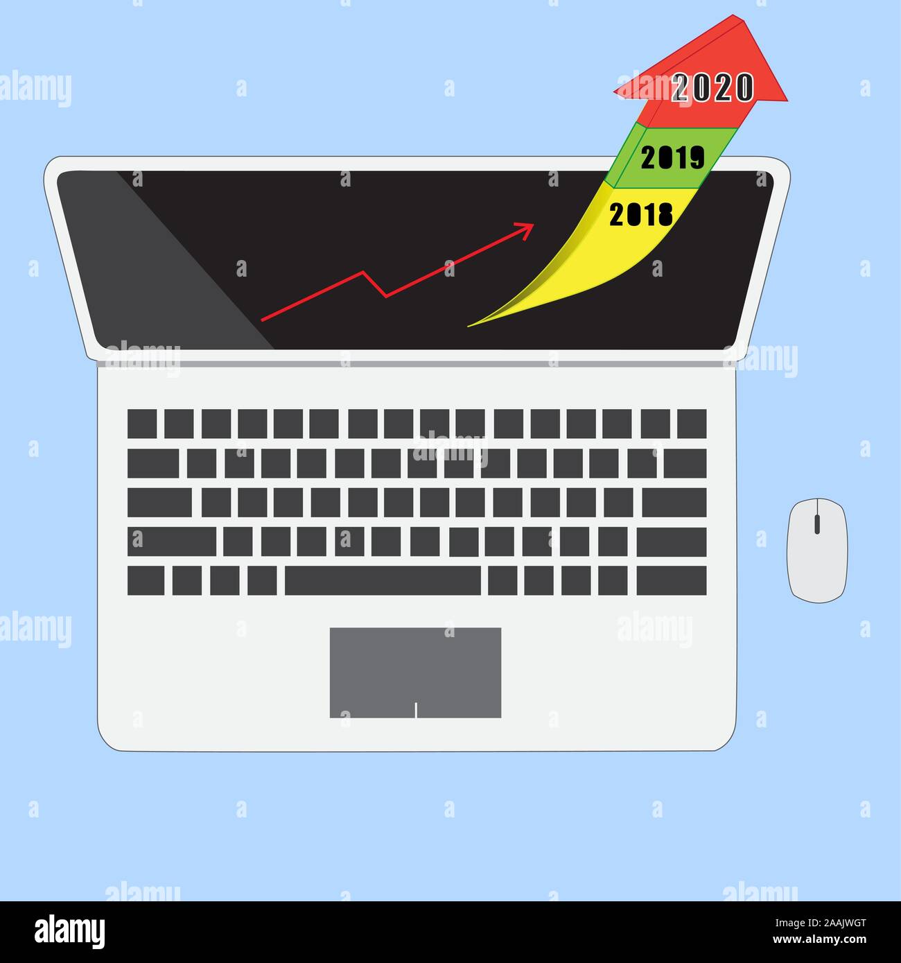 Growth trend graph for year 2020 on laptop display Stock Vector Image ...