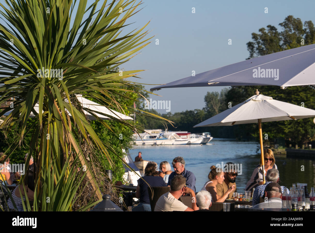 Riverside Pub scene, alongside The Norfolk Broads National Park, at ...