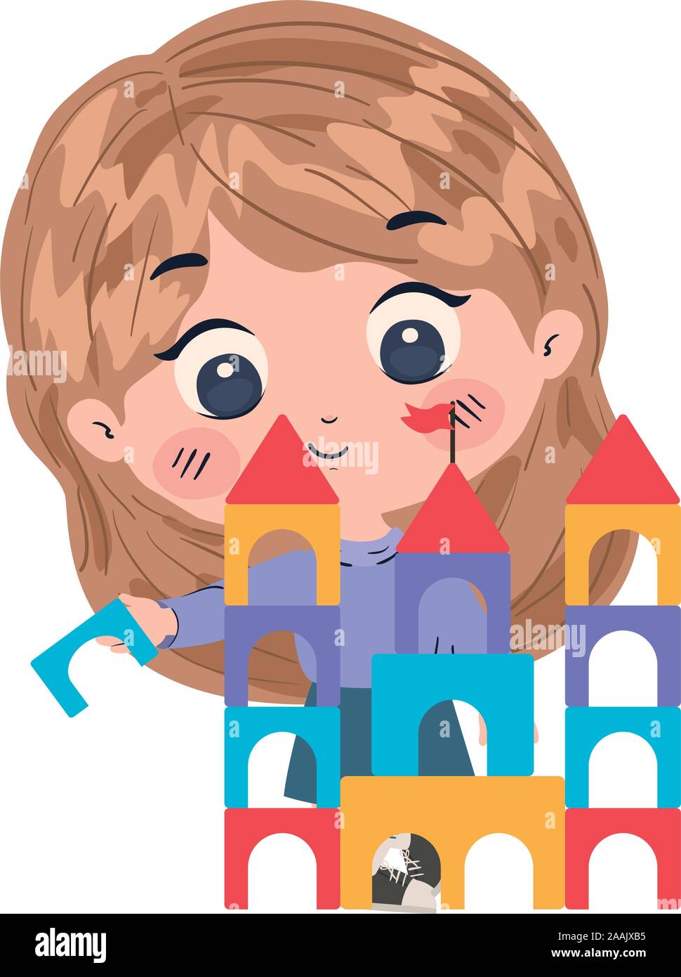 Isolated girl cartoon with toy vector design Stock Vector Image & Art ...