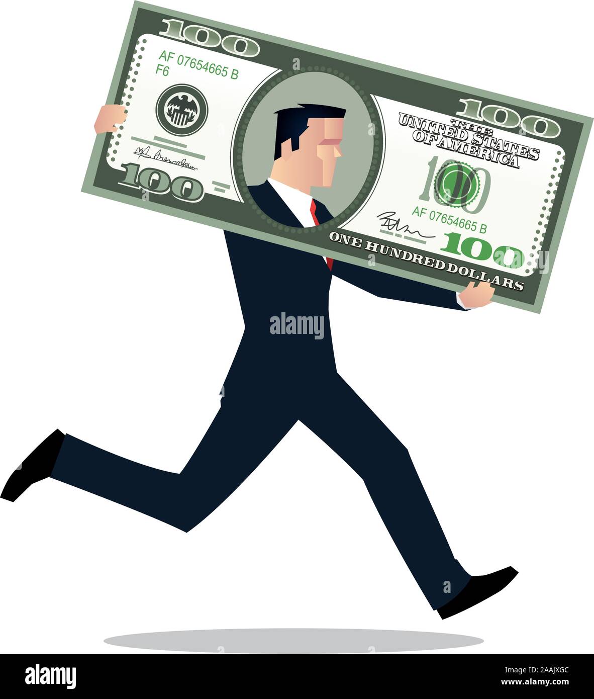 Businessman in dollar bill running vector illustration Stock Vector ...