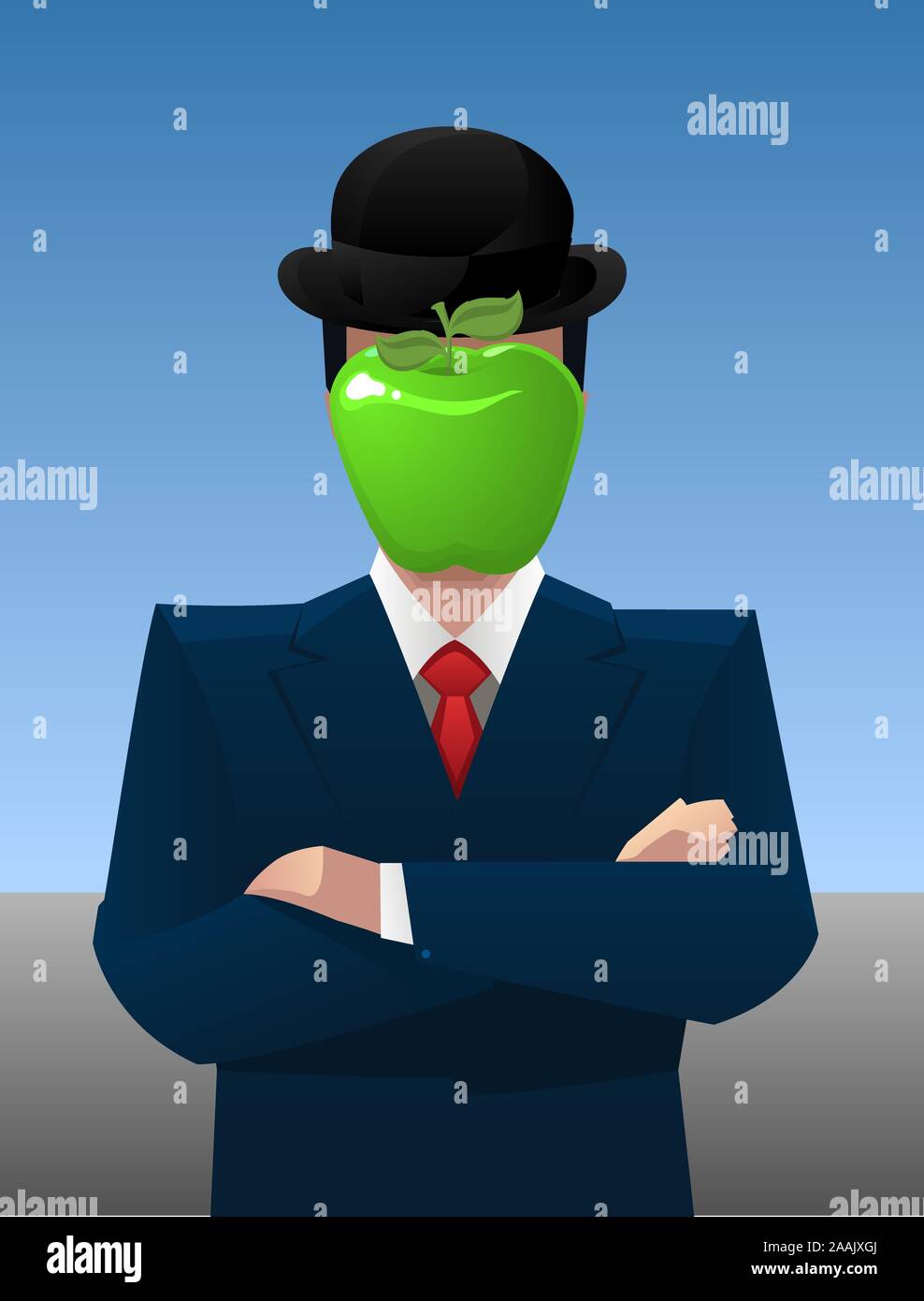 Businessman with apple head vector illustration Stock Vector Image ...