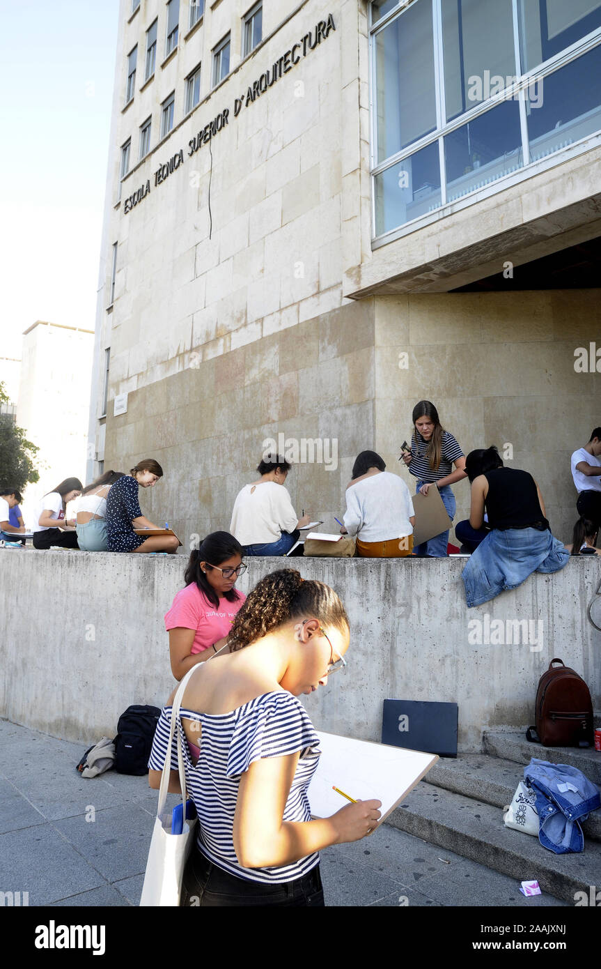 Architecture student working on an outdoor practice Stock Photo - Alamy