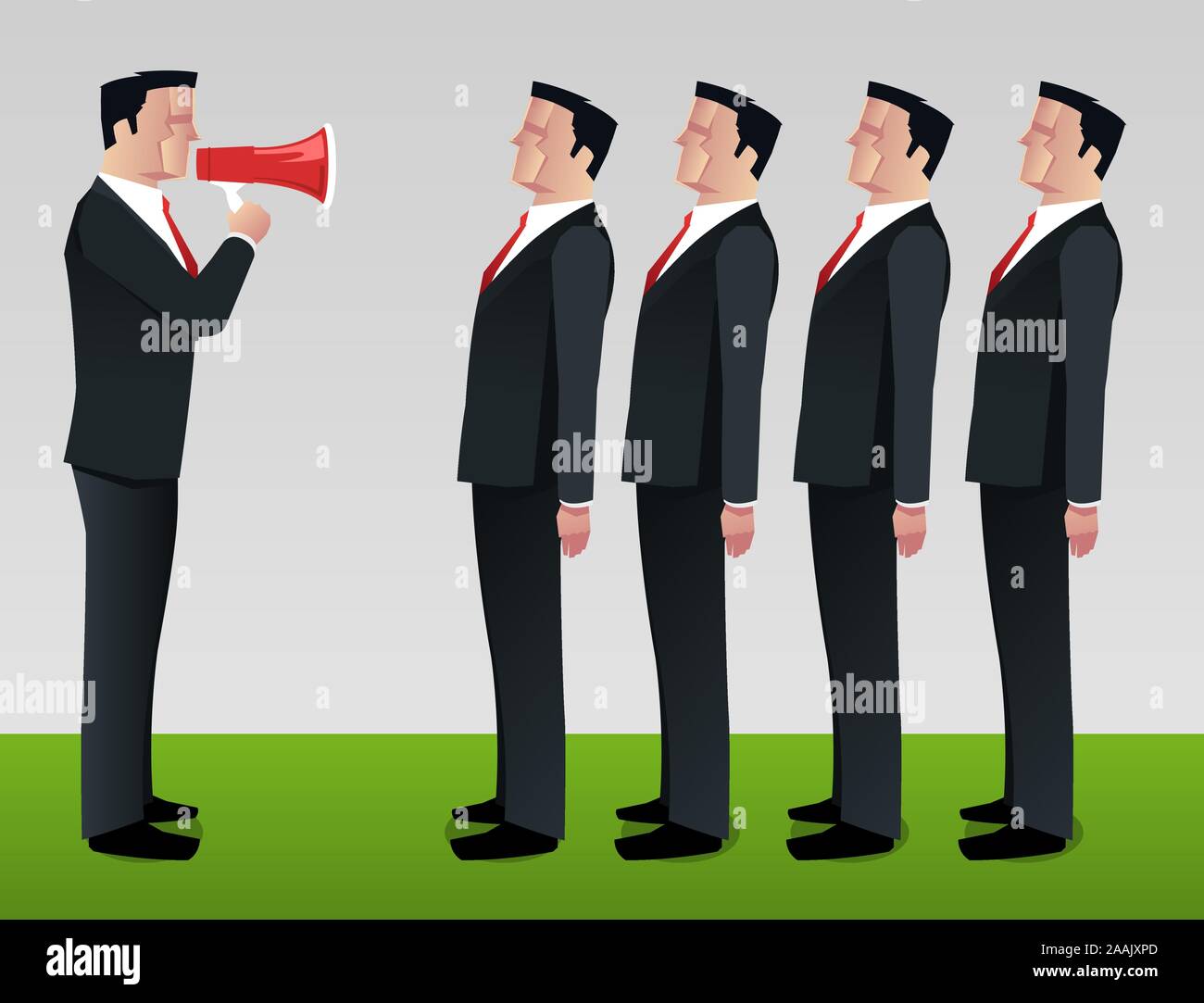 Businessman shouting to employee megaphone vector illustration Stock ...