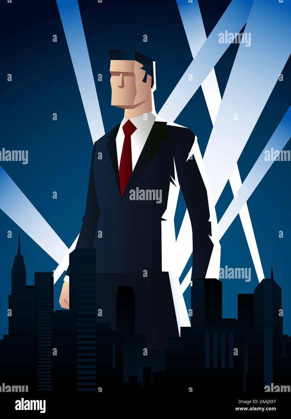 Huge man over a city with lights around him Stock Vector Image & Art ...
