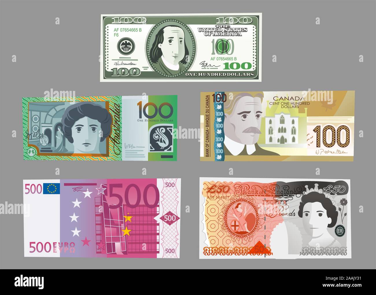 Multiple High Currency Notes vector Illustration Stock Vector Image ...