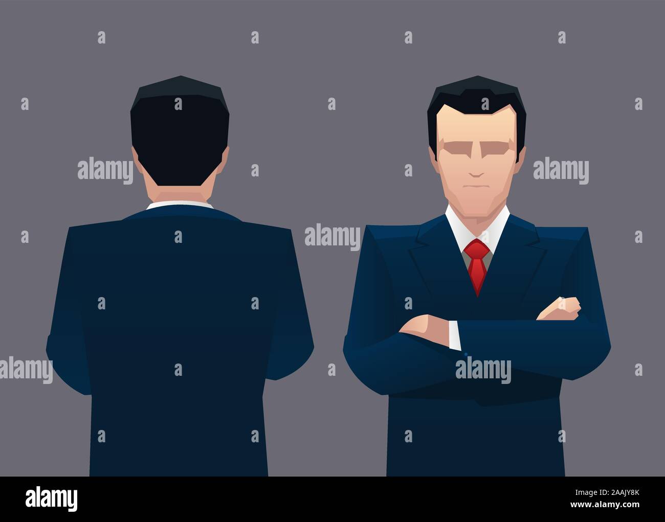 Businessman front view and back vector illustration Stock Vector Image ...