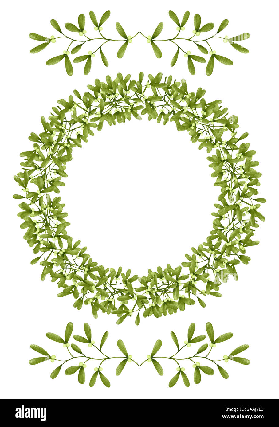 A mistletoe wreath. Wedding invitation design template. Isolated on ...