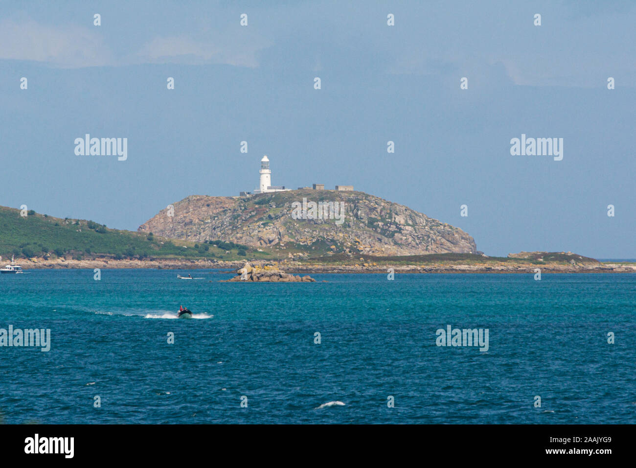 Round Island Lighthouse, Isles of Scilly Stock Photo - Alamy