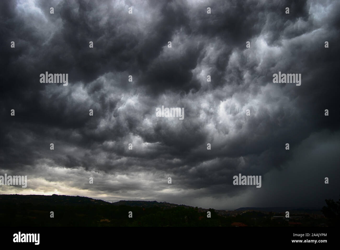 Thunderstorm with heavy rains flying over the dark prairie, time frame ...