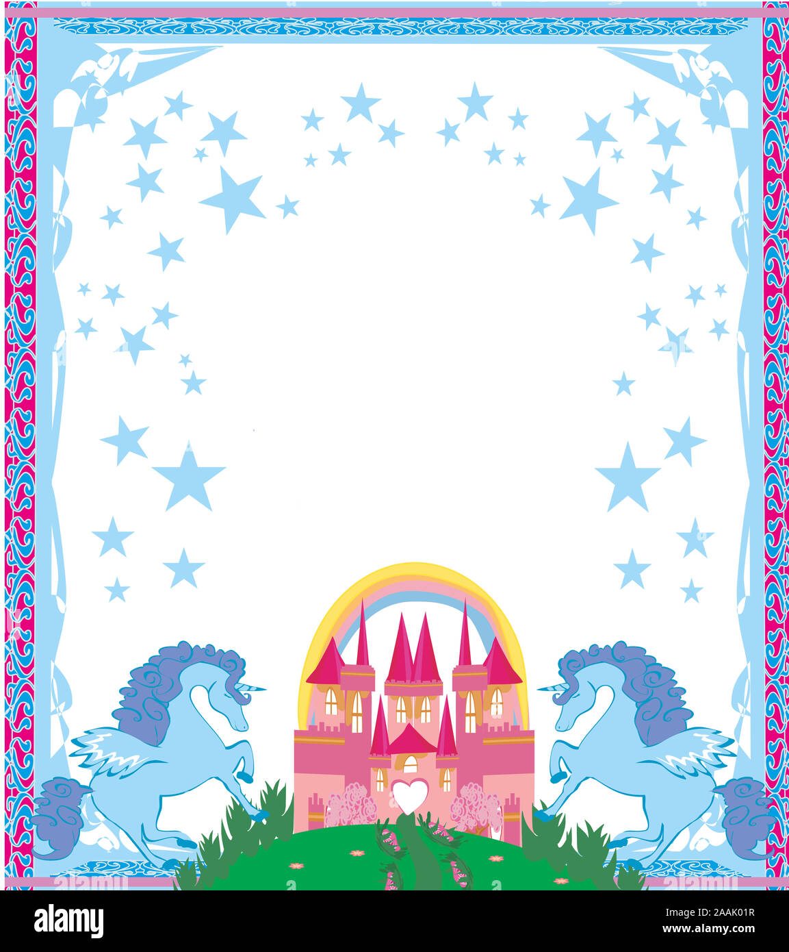 Magic fairy tale princess castle abstract card hi-res stock photography ...