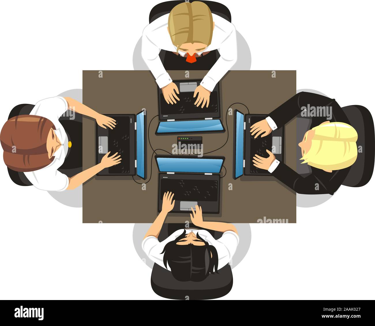 Teamwork People Meeting, vector illustration cartoon Stock Vector Image ...