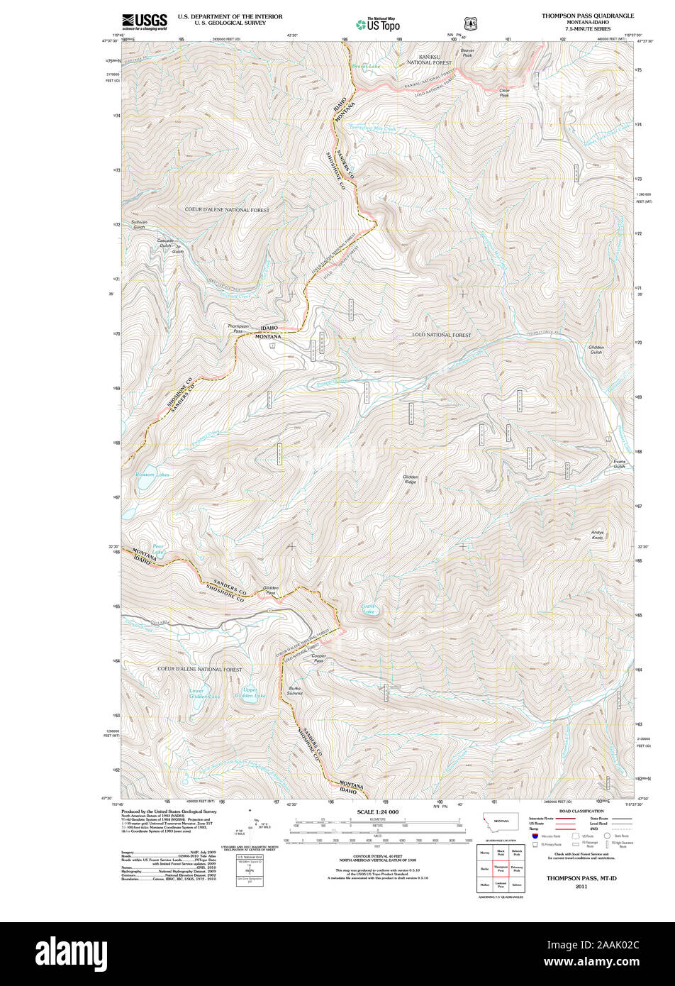 USGS TOPO Map Montana MT Thompson Pass 20110630 TM geo Restoration ...