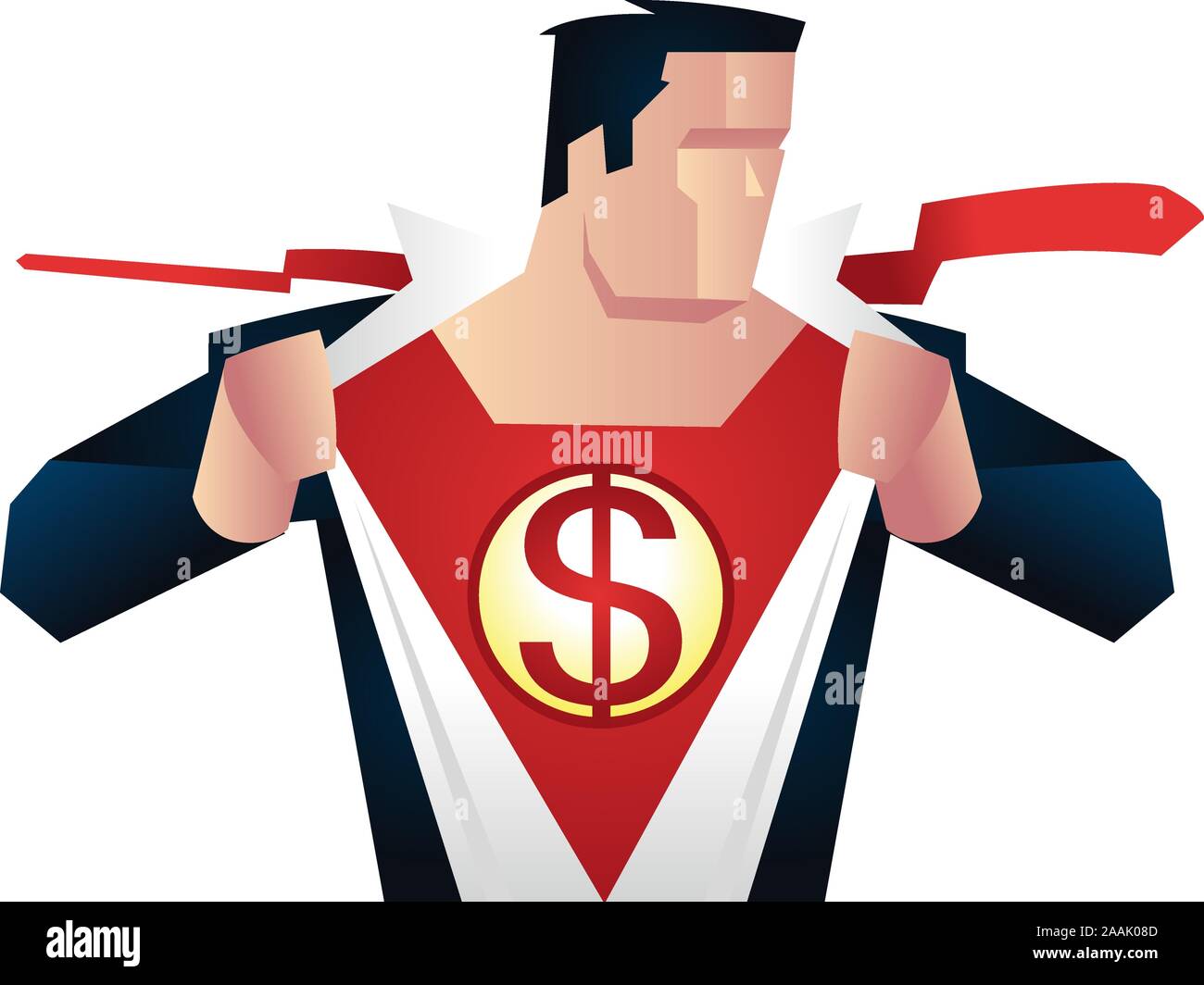 Superhero with dollar sign on his chest, with red superhero costume ...