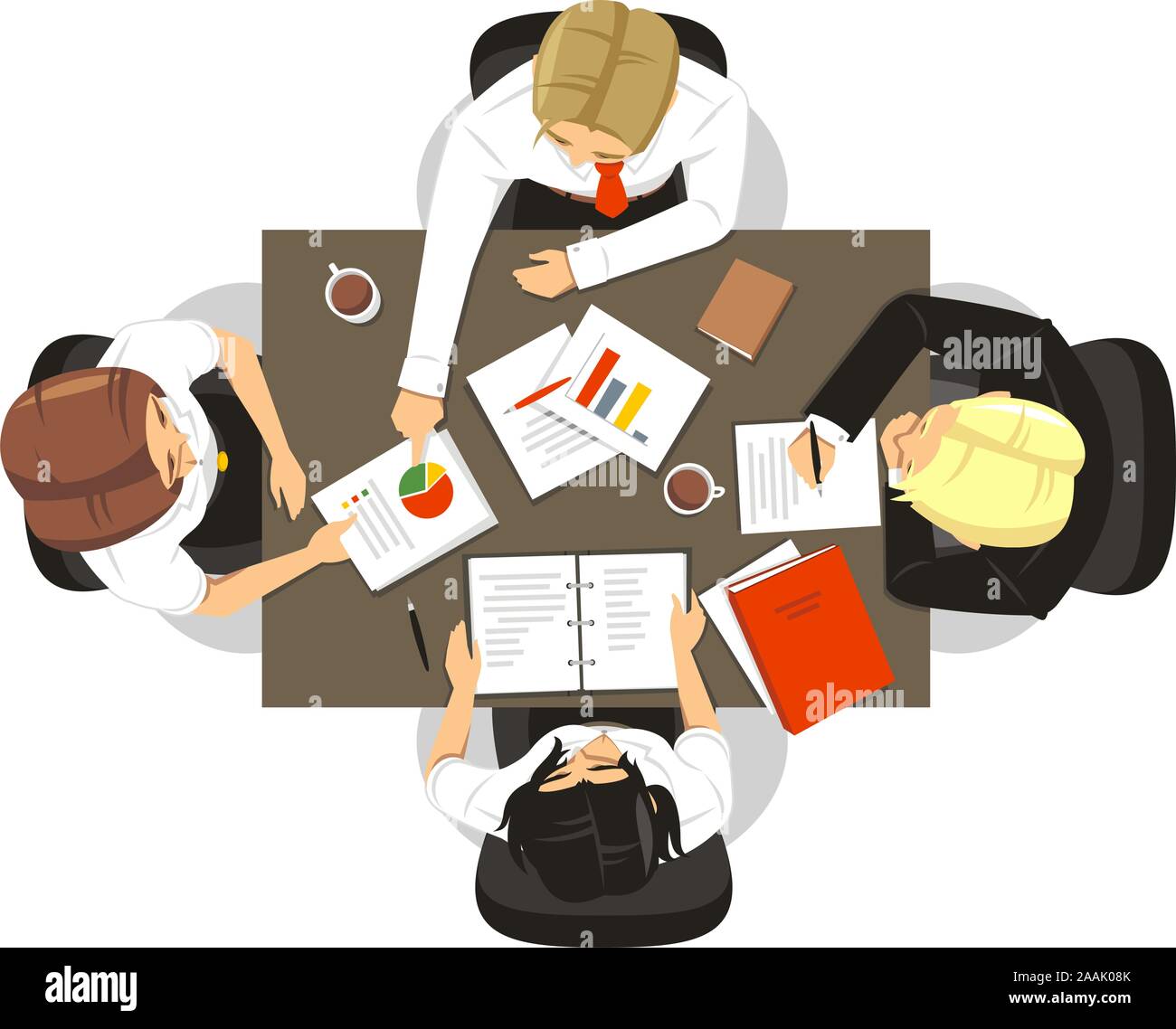 Teamwork People Meeting, vector illustration cartoon Stock Vector Image ...