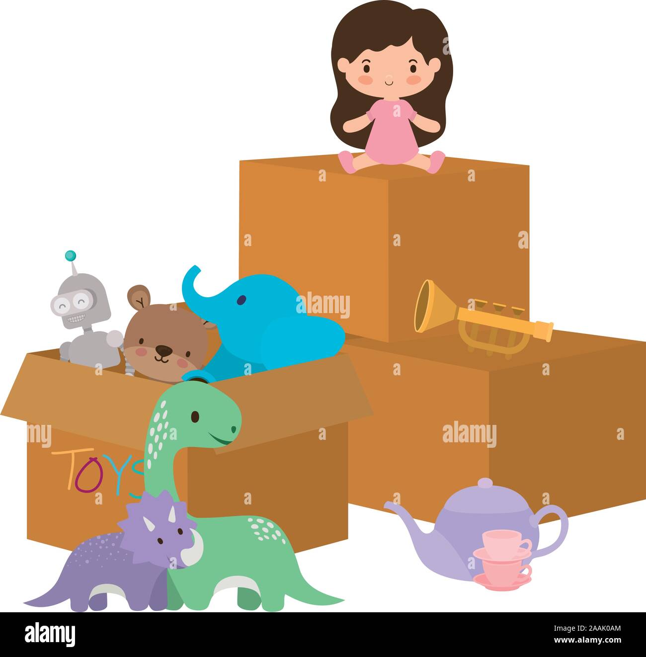 Isolated girl cartoon with toys vector design Stock Vector Image & Art ...