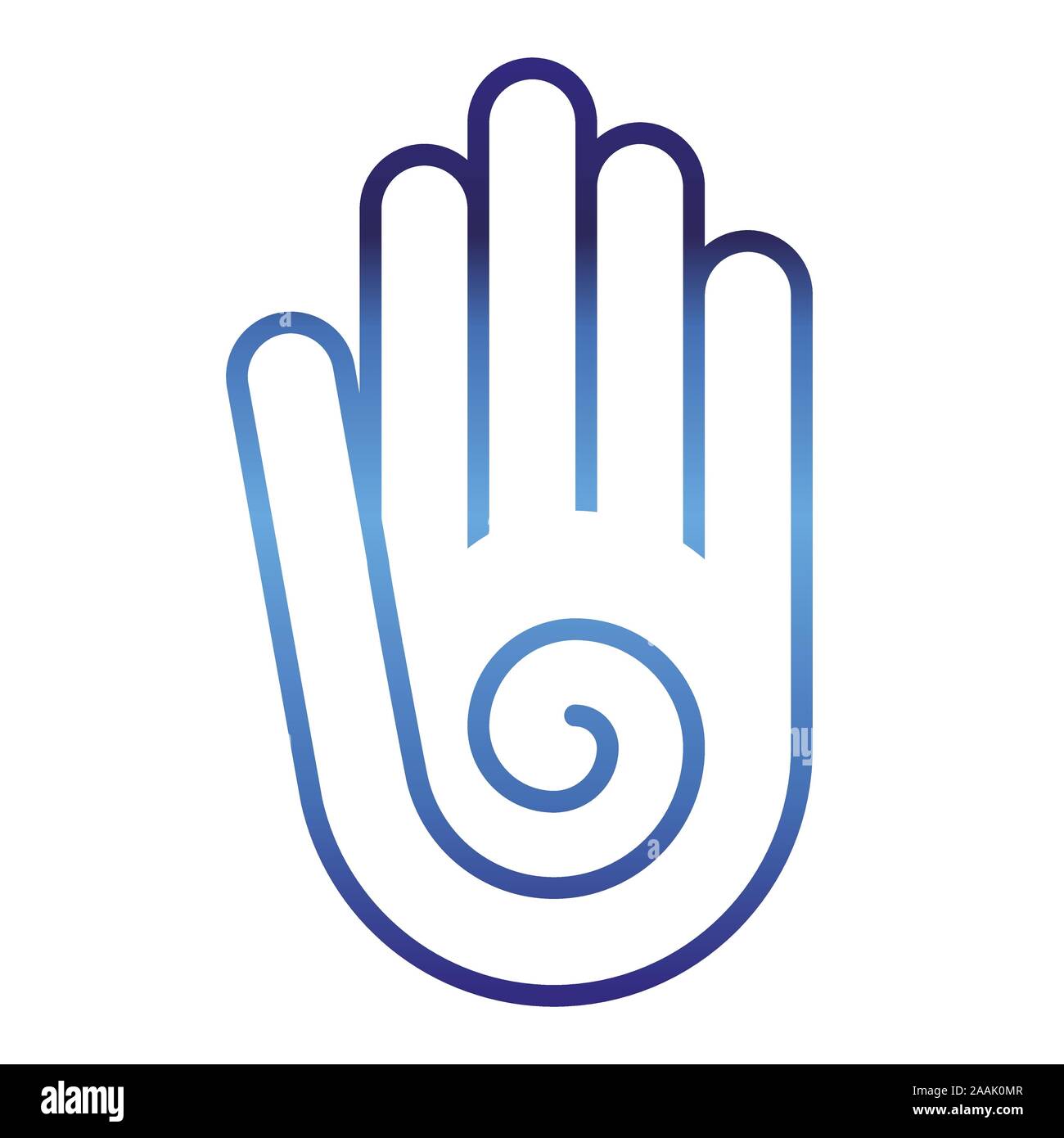 Peace hand icon with spiral in blue shades. Vector illustration Stock ...